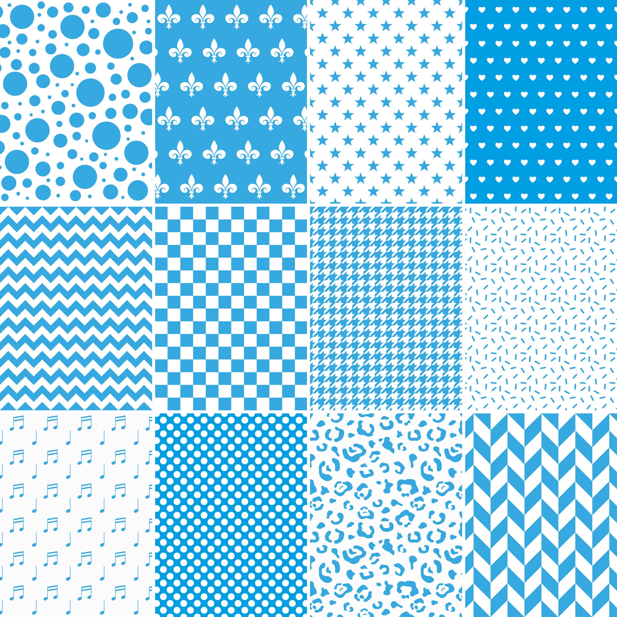 White Sky Blue Digital Papers Sky Blue White Pattern Scrapbook ...
