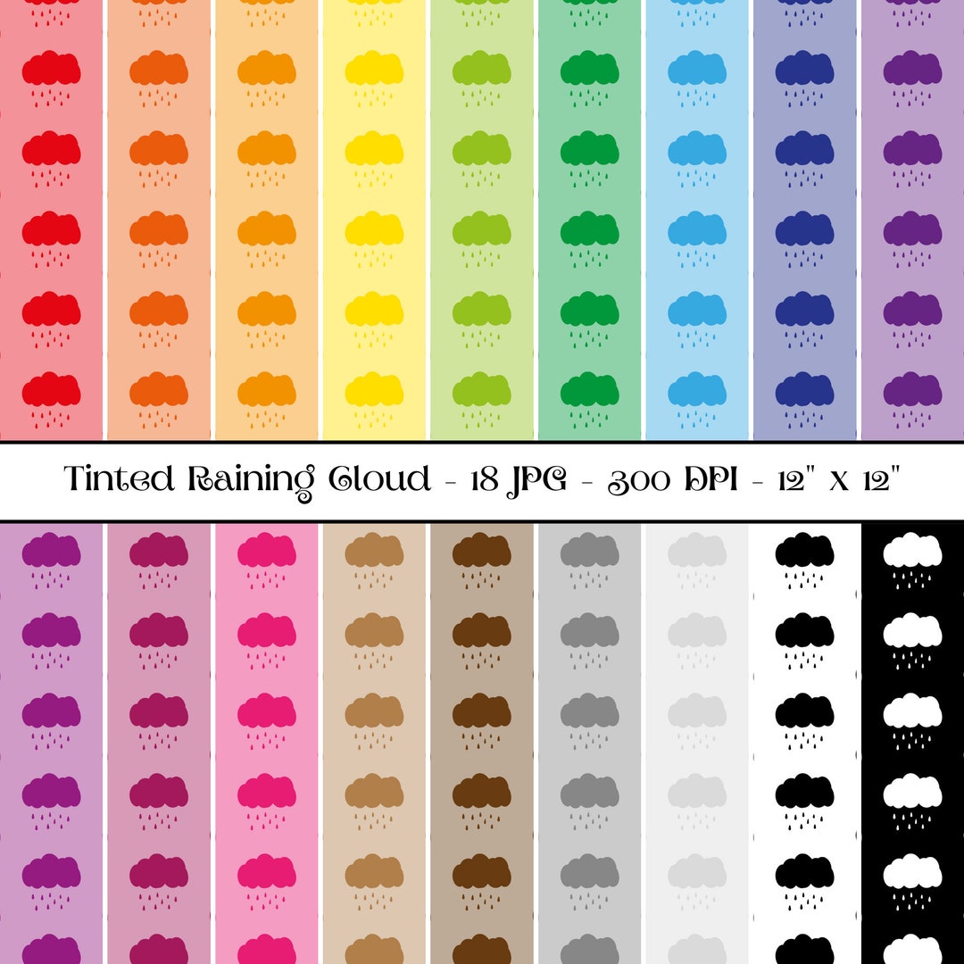 Tinted Raining Cloud Background Digital Papers Rainbow Raining - Etsy