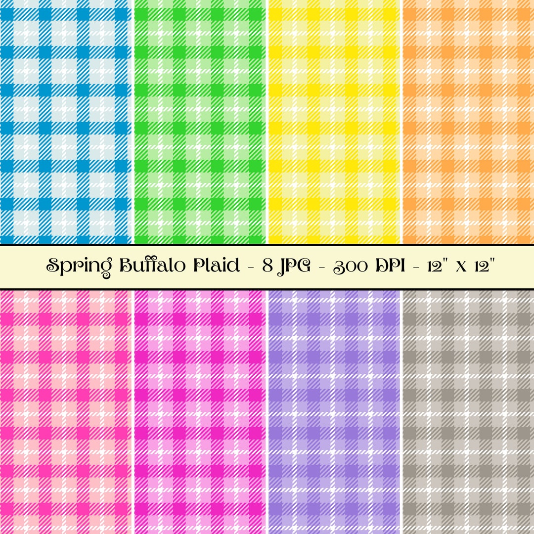 Spring Buffalo Plaid Background Digital Papers Pastel Buffalo - Etsy