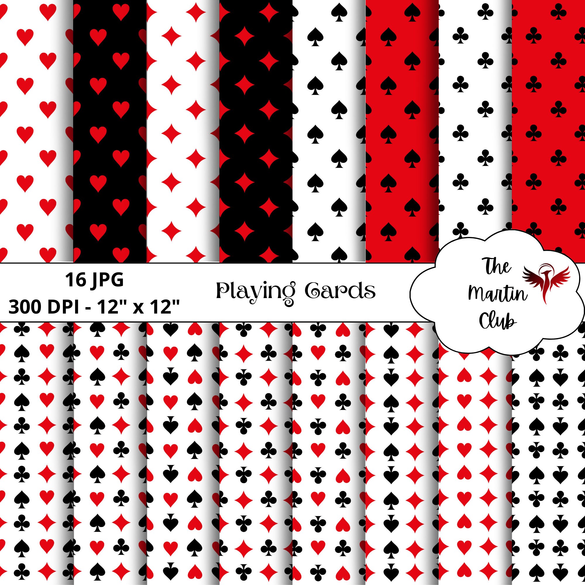 Playing Cards Background Digital Papers Gamble Scrapbook Pattern ...