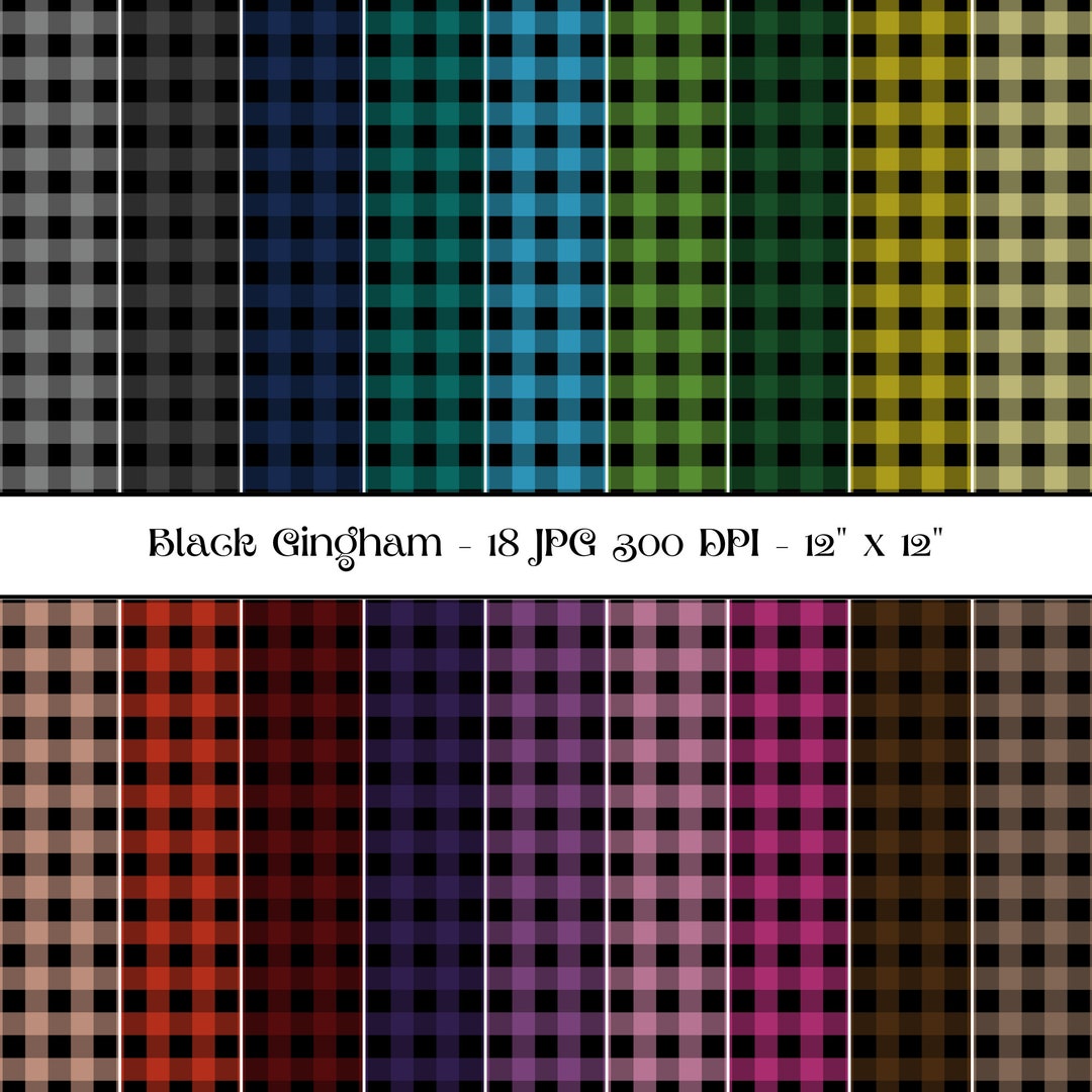 Black Gingham Background Digital Papers Rainbow Black Gingham - Etsy