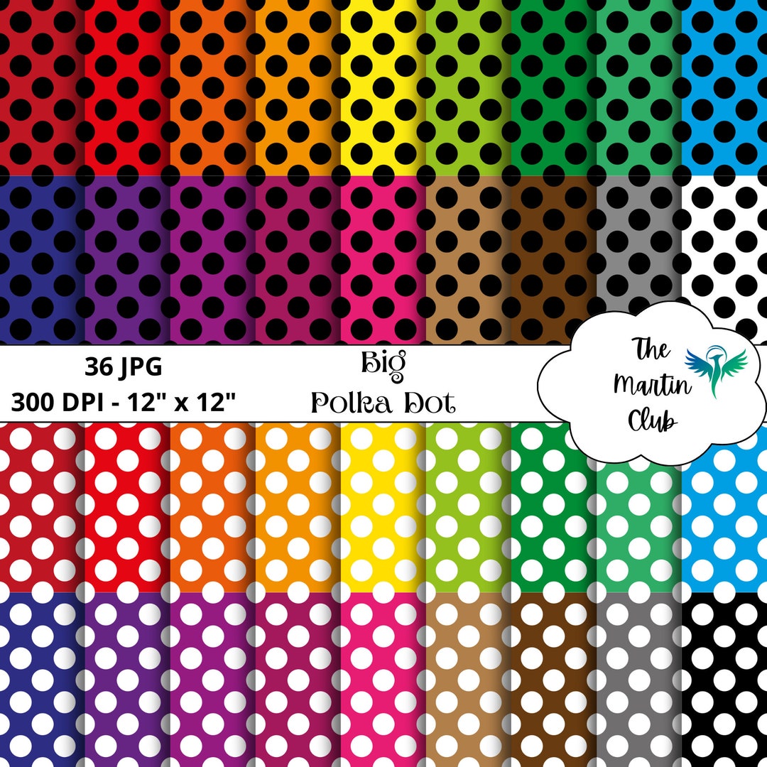 Big Polka Dot Background Digital Papers Big Rainbow Black White Polka ...