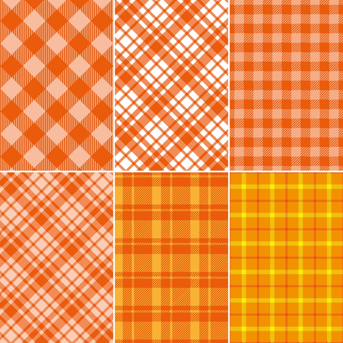 Orange Plaid Background Digital Papers Orange Buffalo Digital Scrapbook ...