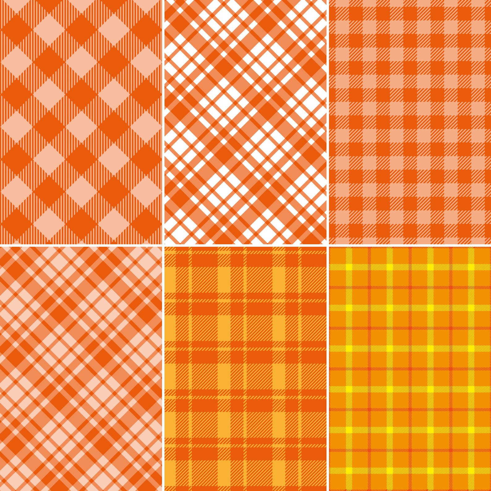 Orange Plaid Background Digital Papers Orange Buffalo Digital Scrapbook ...