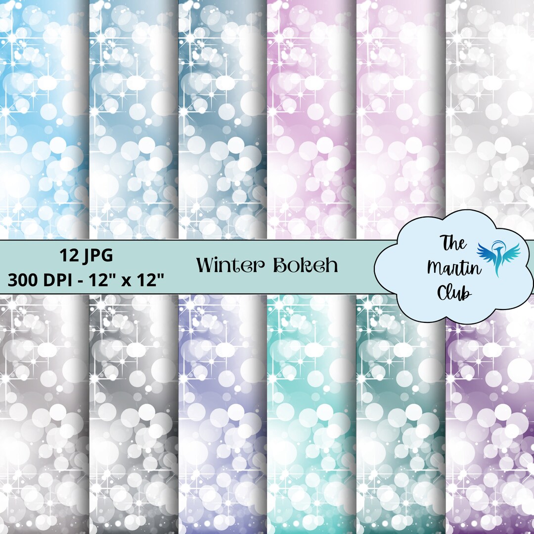 Winter Bokeh Background Digital Papers Winter Blue Bokeh Scrapbook ...