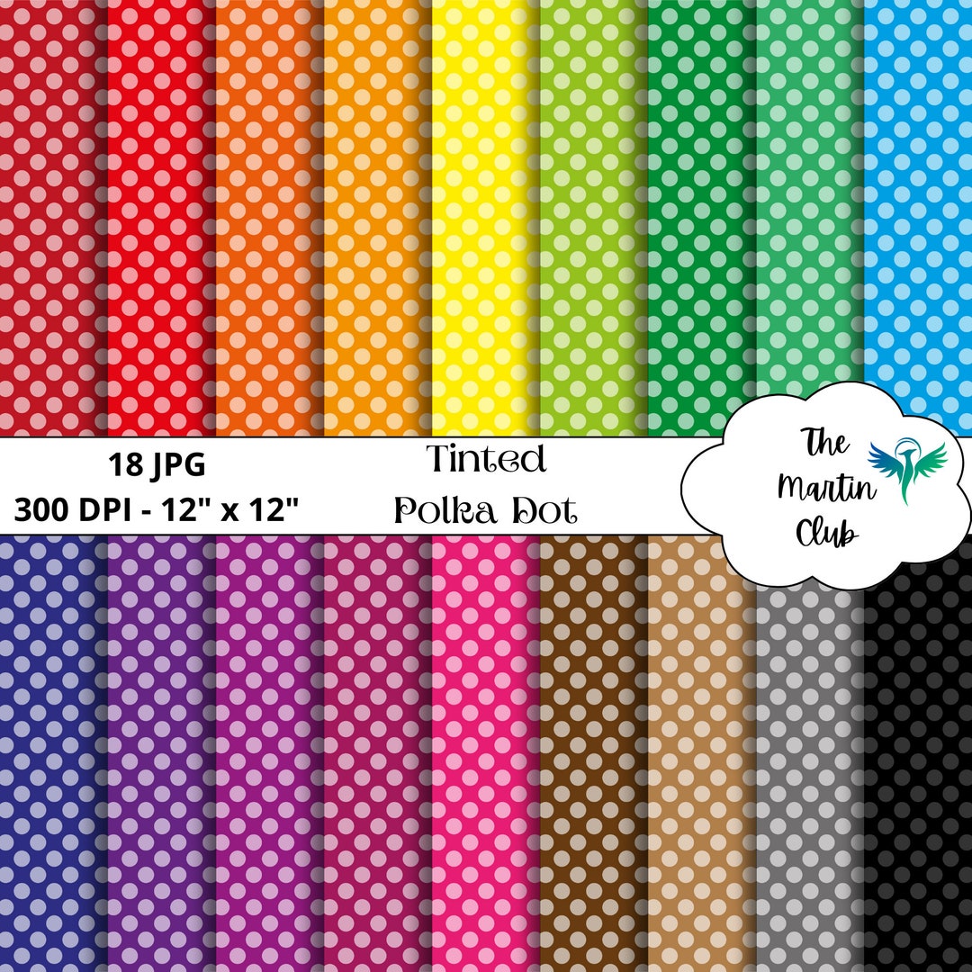 Tinted Polka Dot Background Digital Papers Rainbow Monochromatic Polka ...