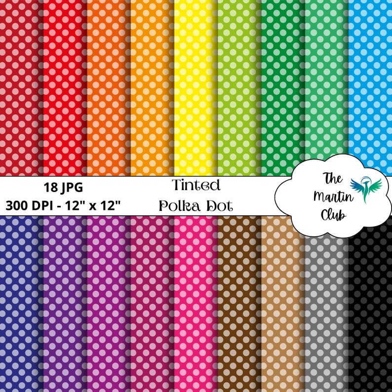 Tinted Polka Dot Background Digital Papers Rainbow Monochromatic Polka ...