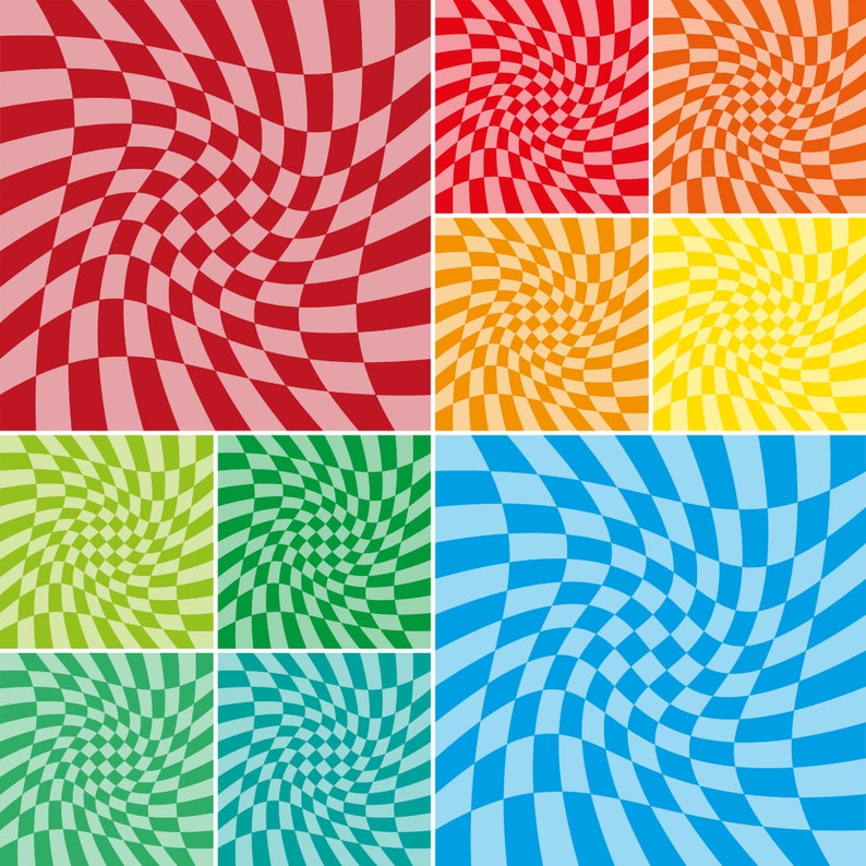 Groovy Checkered Digital Papers Retro Tinted Checkers Digital Scrapbook ...