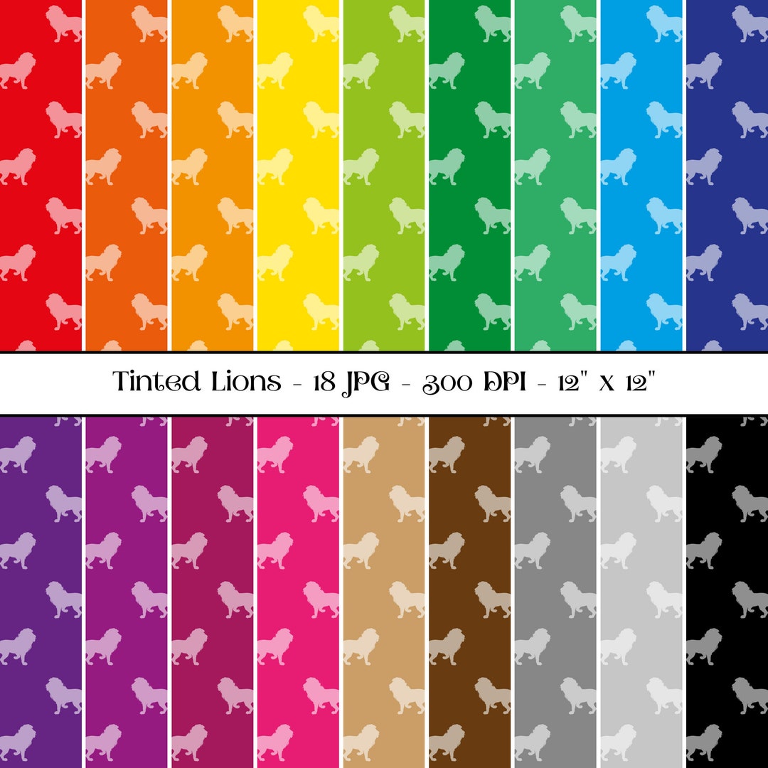 Tinted Lions Background Digital Papers Rainbow Lions Scrapbook - Etsy