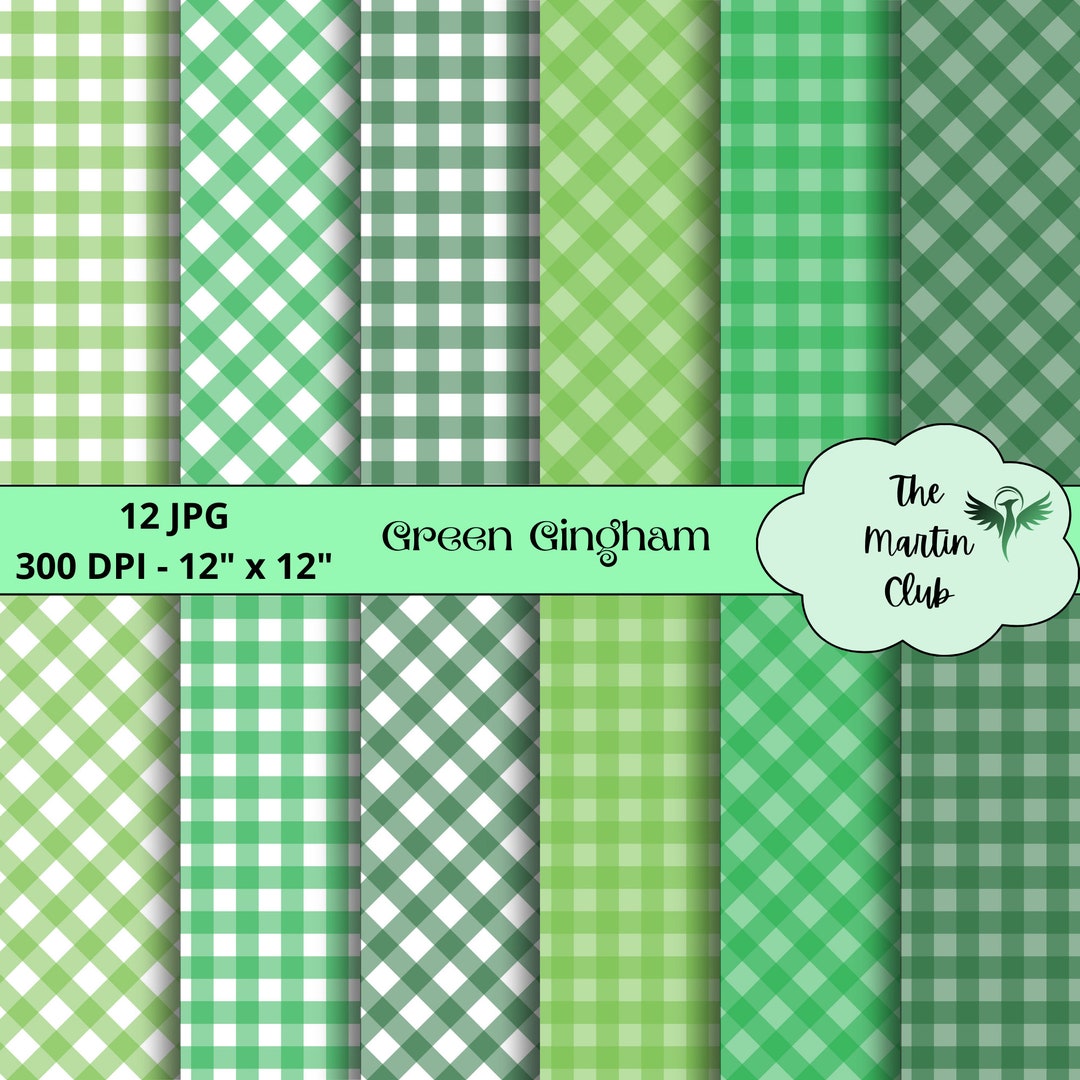 Green Gingham Background Digital Papers Green Gingham Digital Scrapbook ...