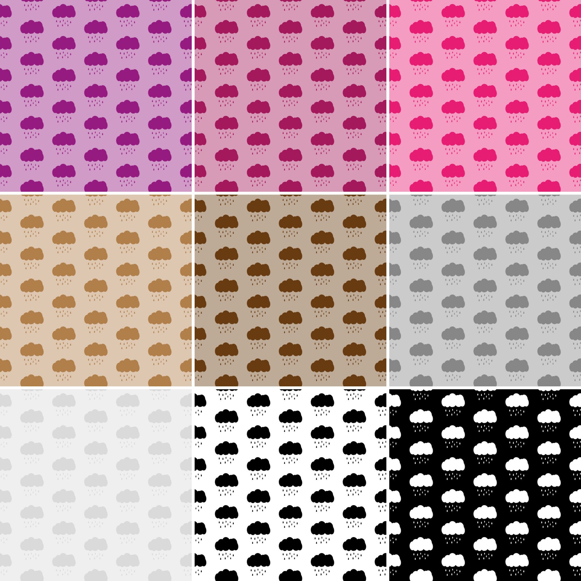 Tinted Raining Cloud Background Digital Papers Rainbow Raining Cloud ...