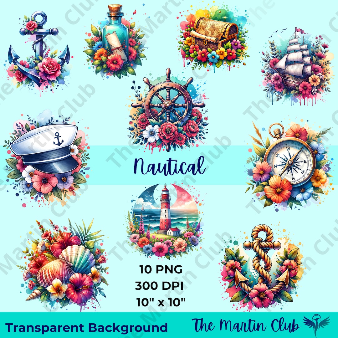 Nautical Clip Art Nautical Clipart With Flowers PNG Transparent ...