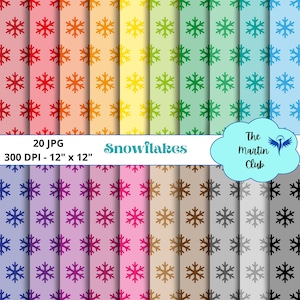 Tinted Snowflakes Background Digital Papers Rainbow Snow Scrapbook ...