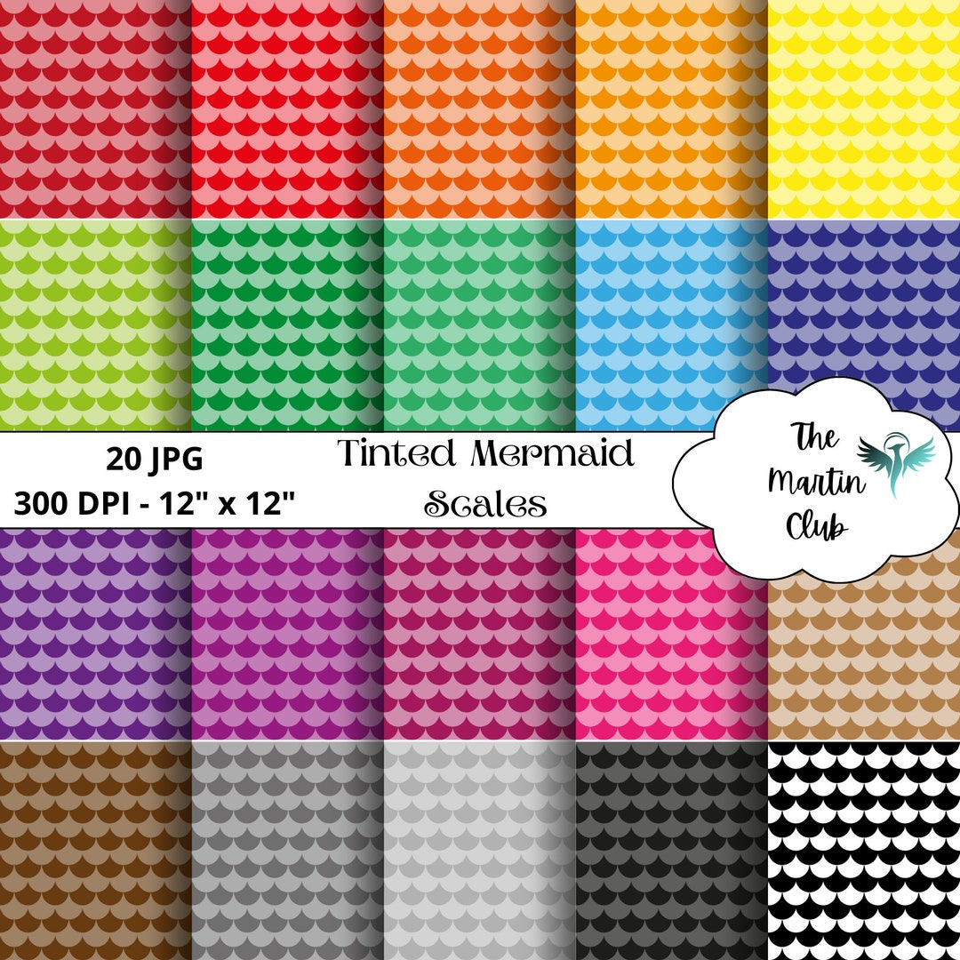 Tinted Mermaid Scales Background Digital Papers Mermaid Tail Scrapbook ...