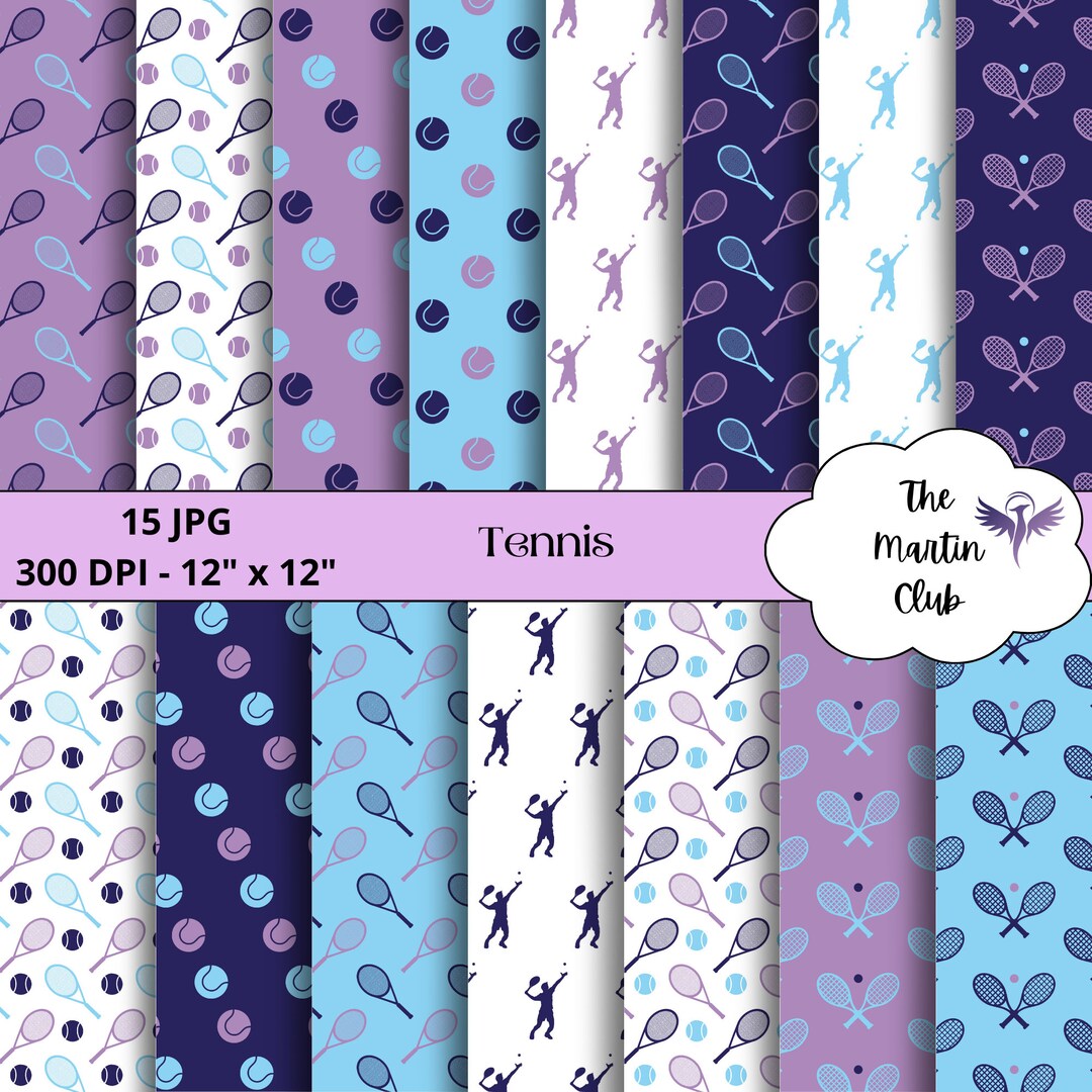 Tennis Digital Papers Tennis Background Sport Scrapbook Paper Pattern ...