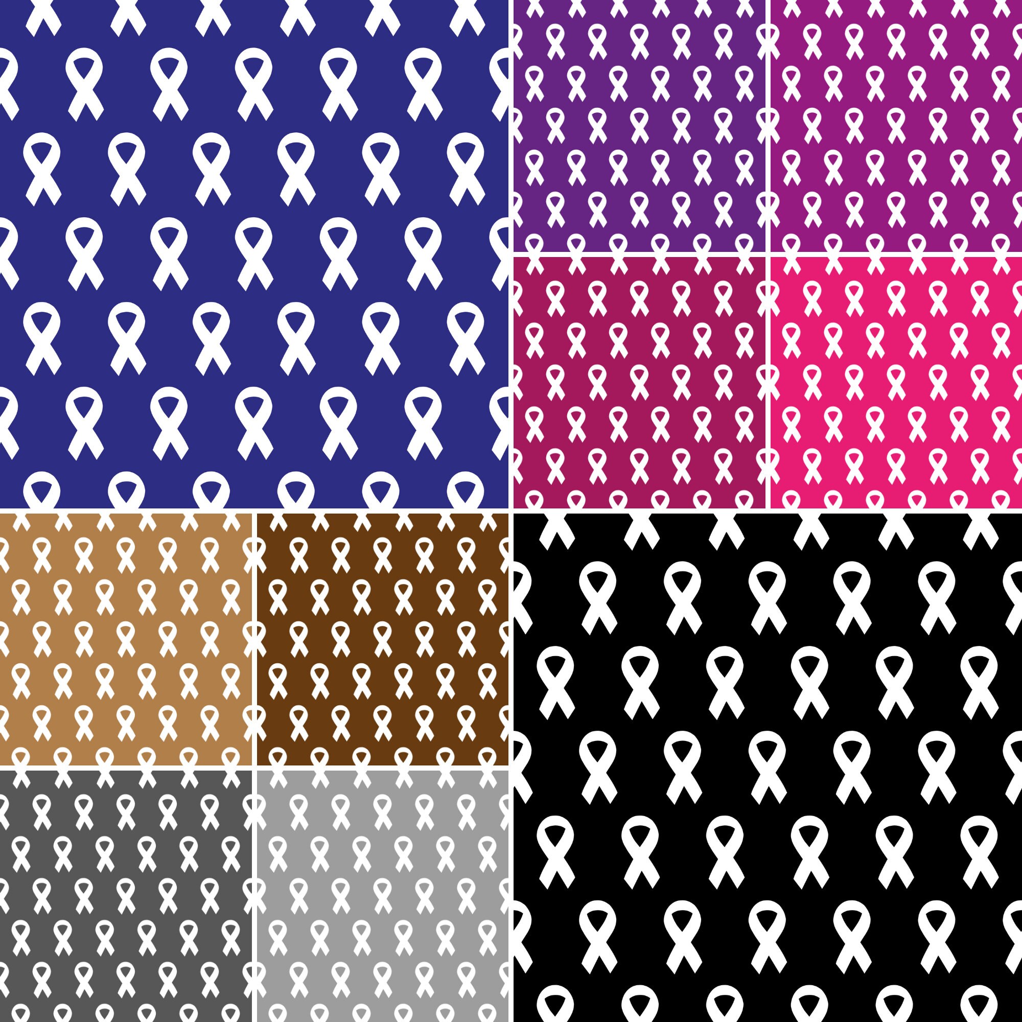Cancer Ribbon Digital Paper Background White Rainbow Cancer Ribbon ...