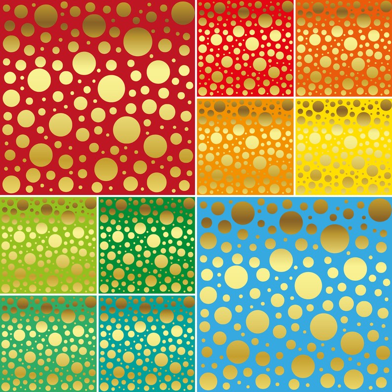 Golden Confetti Background Digital Papers Rainbow Confetti Polka Dot ...