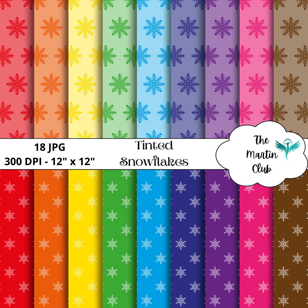 Tinted Snowflakes Background Digital Papers Rainbow Snowflakes ...