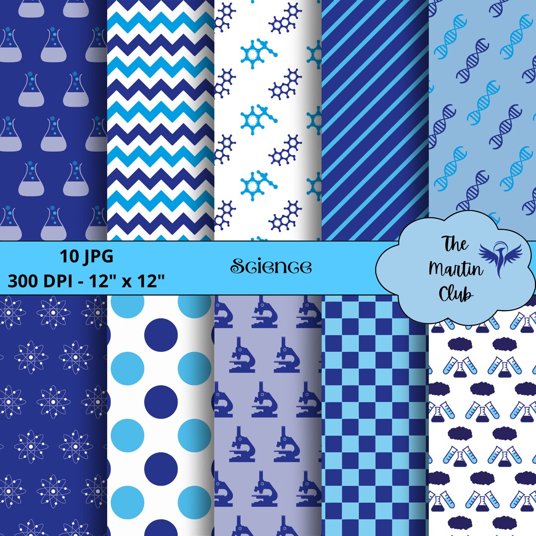 Science Digital Paper Blue Background Scientific Scrapbook Paper ...