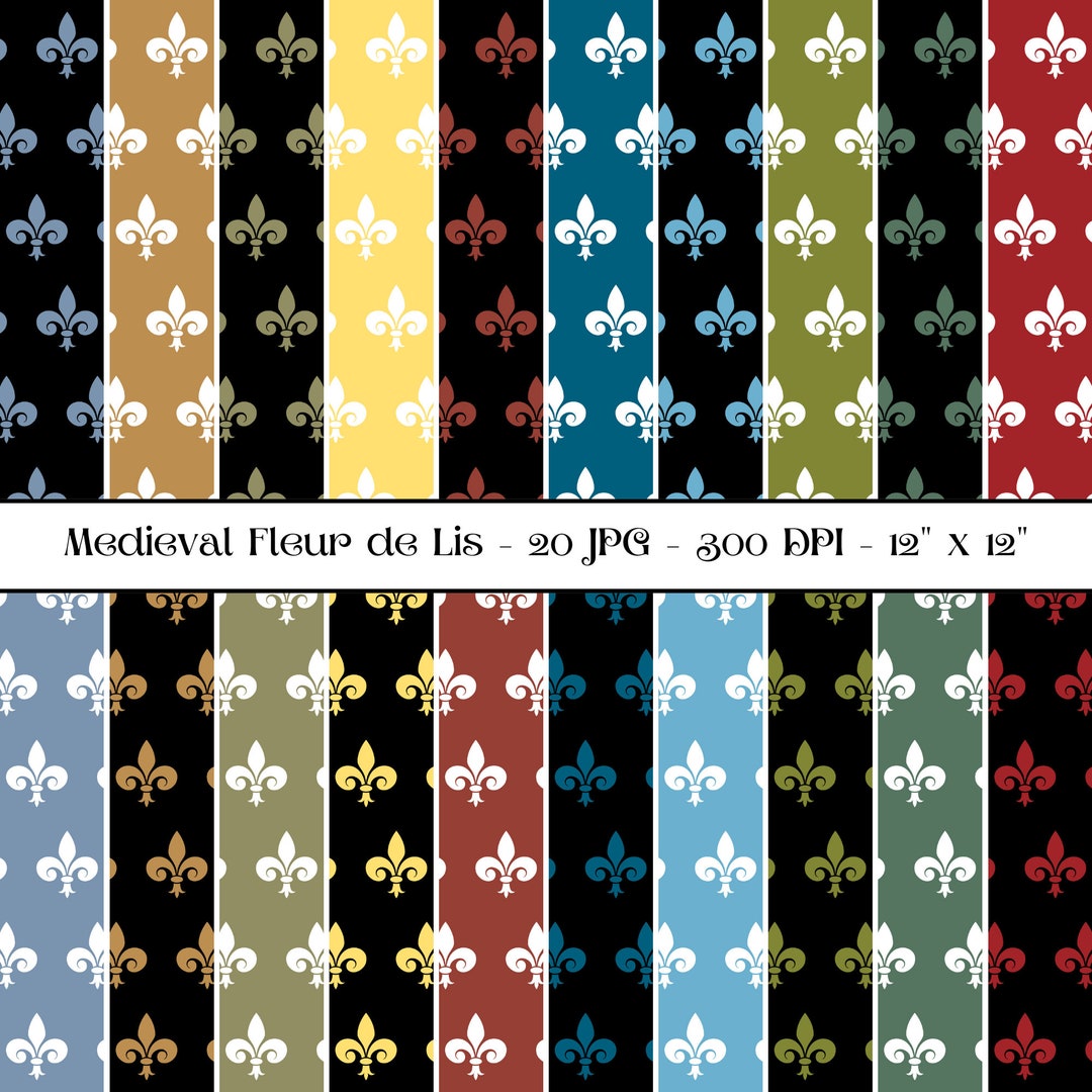 Fleur De Lis Background Digital Papers Medieval Royal Lily - Etsy