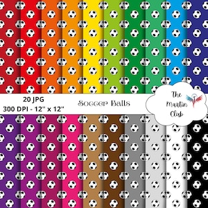 Soccer Balls Background Digital Papers Football Sport Scrapbook Paper ...