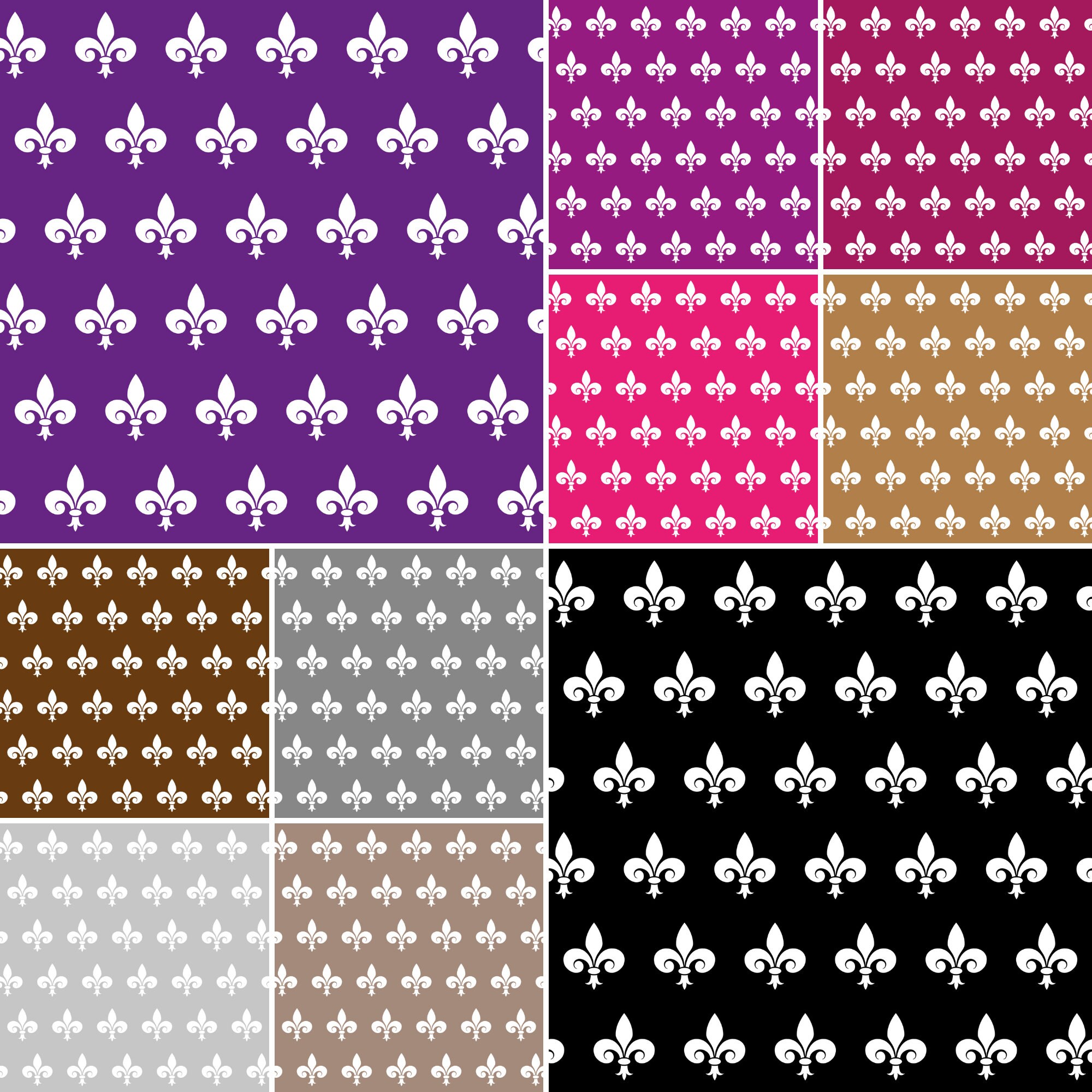 White Fleur De Lis Background Digital Papers Royal Lily Digital ...