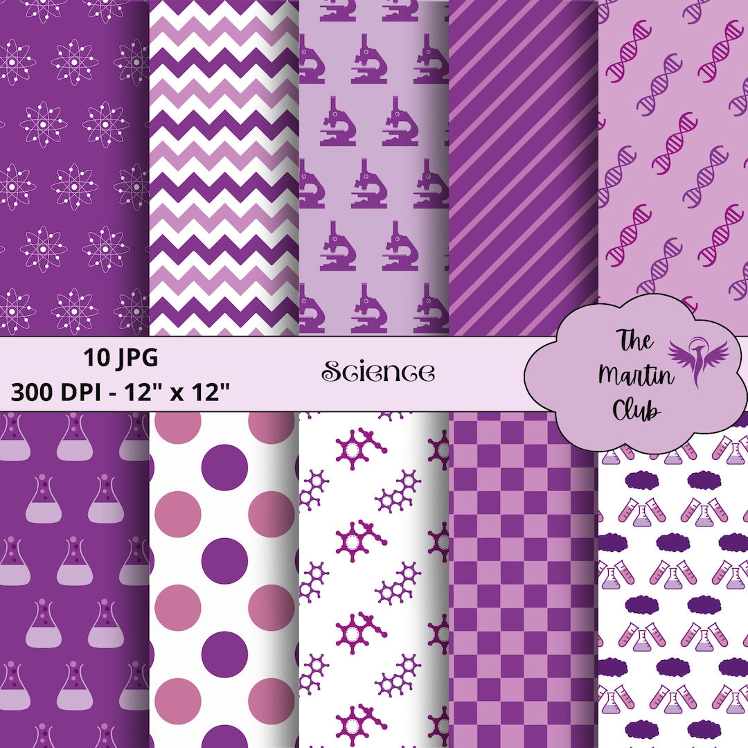 Science Digital Paper Purple Background Scientific Scrapbook Paper ...