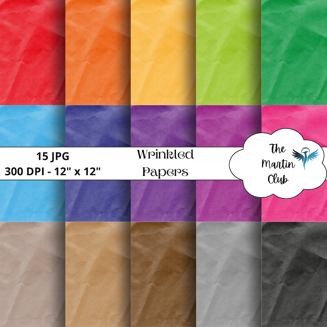 Wrinkled Papers Texture Background Crumpled Digital Papers Scrapbook ...