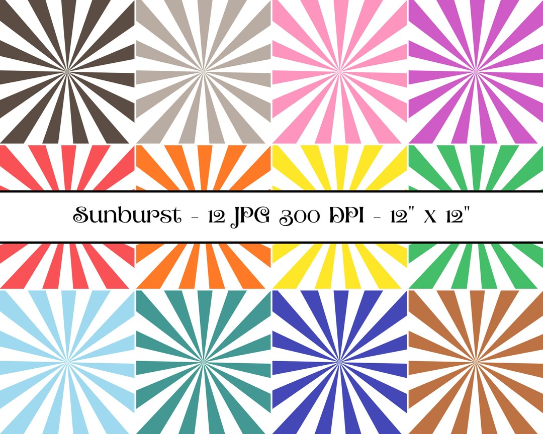 Classic Sunburst Background Digital Papers Rainbow Sunburst - Etsy