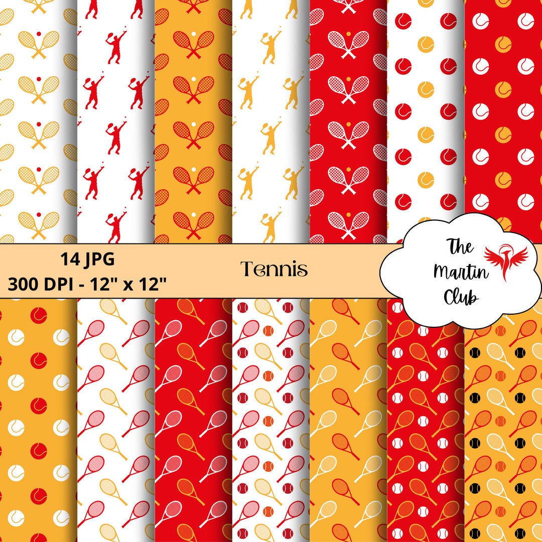 Tennis Digital Papers Tennis Background Sport Scrapbook Paper Pattern ...