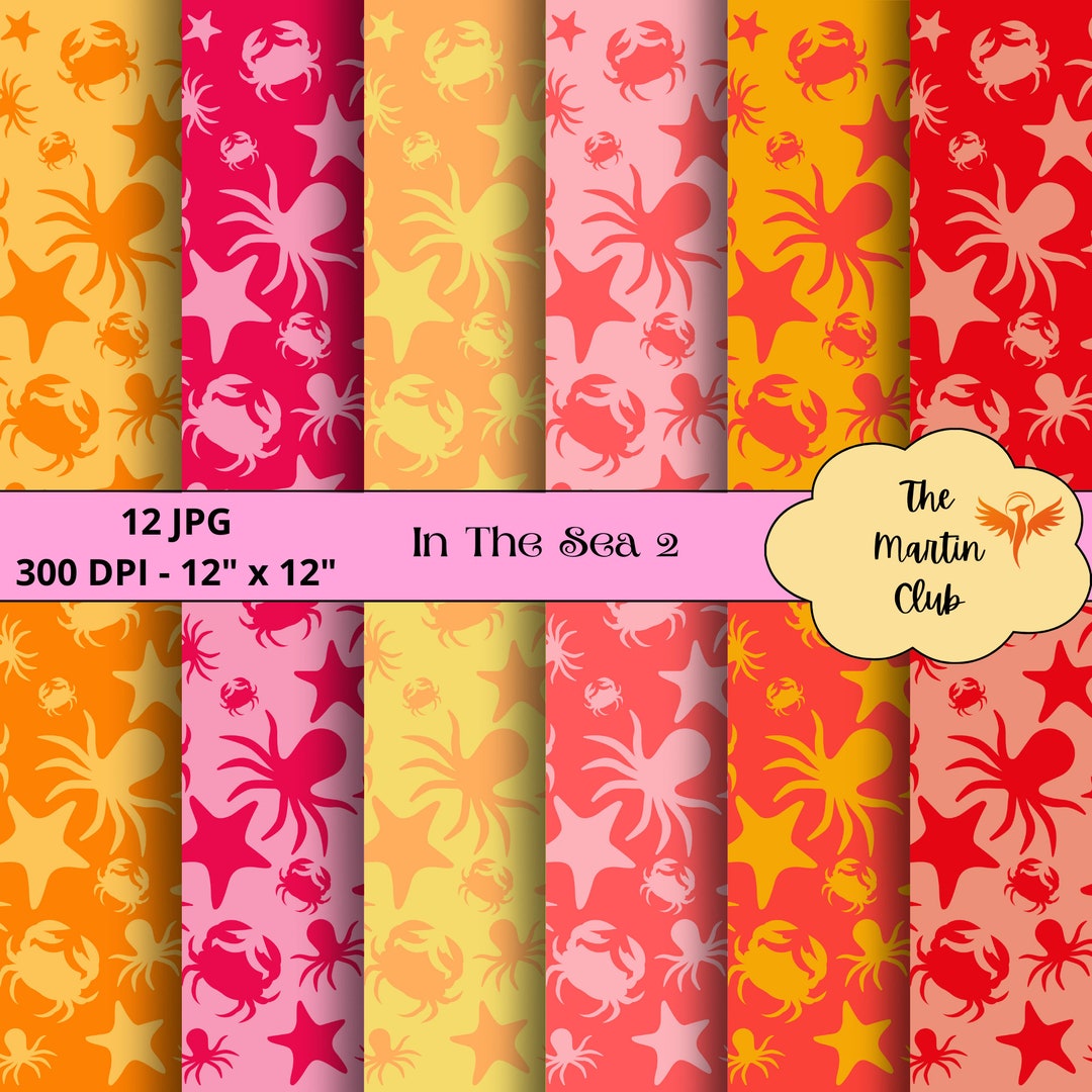 Sea Animals Background Digital Papers Tinted Animals Ocean Scrapbook ...