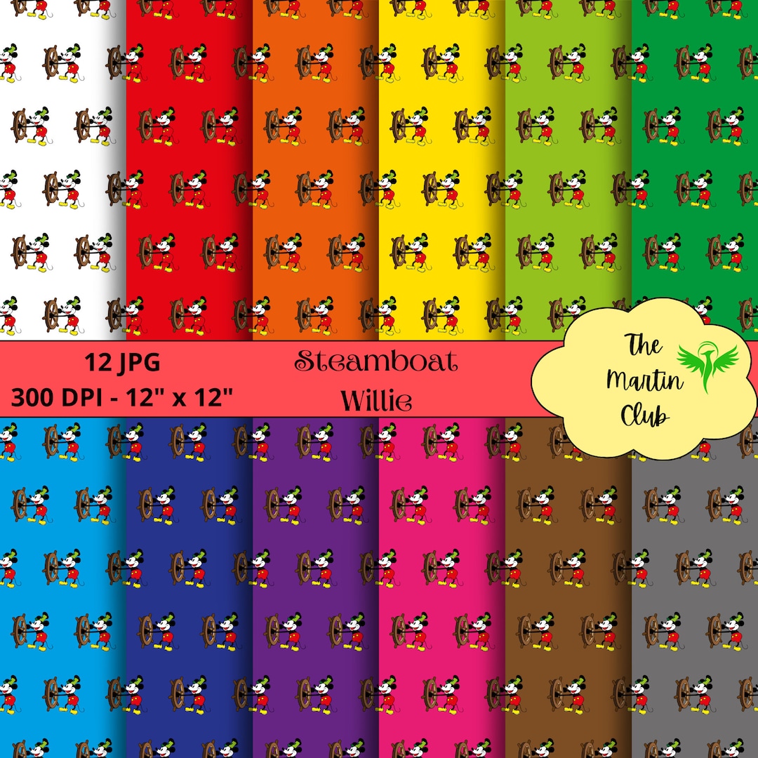 Steamboat Willie Background Digital Papers Rainbow Steamboat Mouse ...