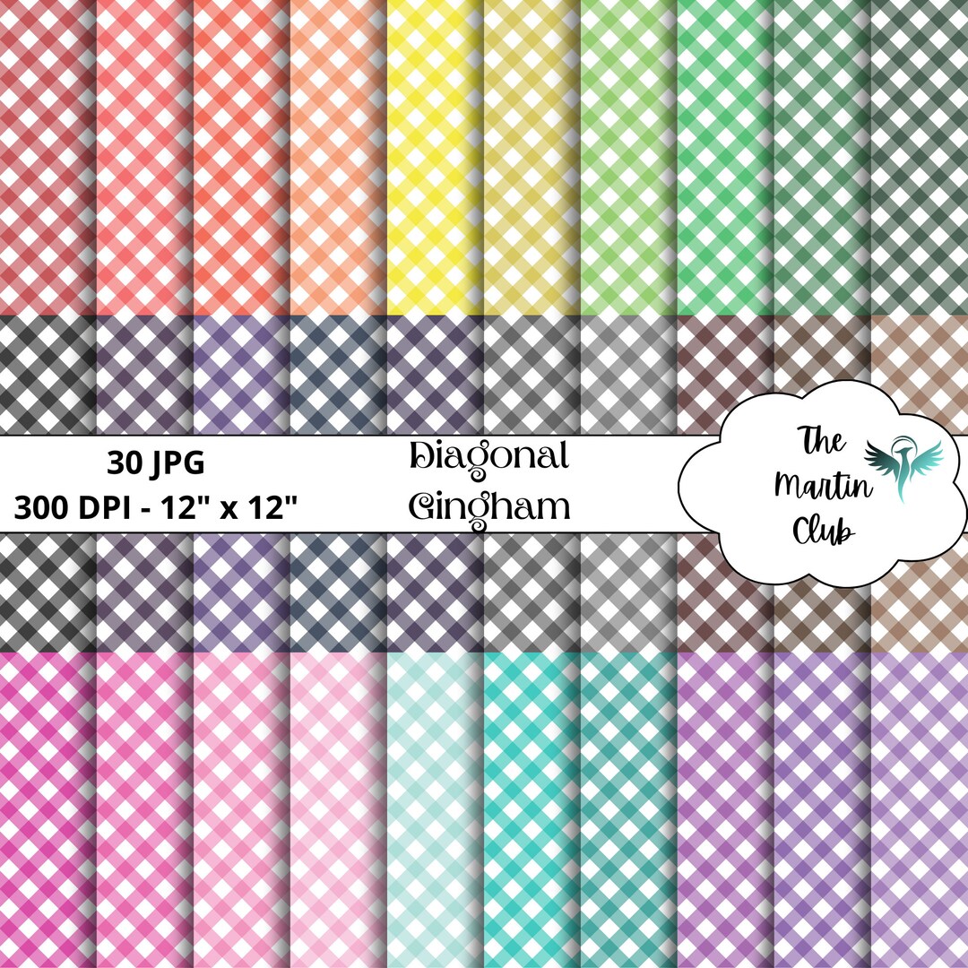 Gingham Background Digital Papers Pastel Diagonal Gingham Digital ...
