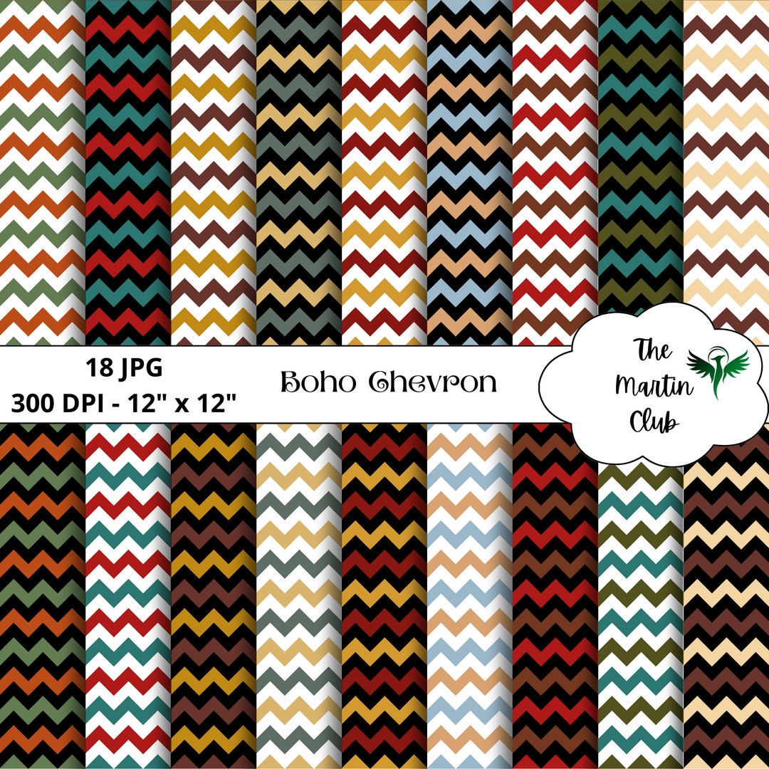 Boho Chevron Digital Paper Background Chevron Scrapbook Paper Pattern ...