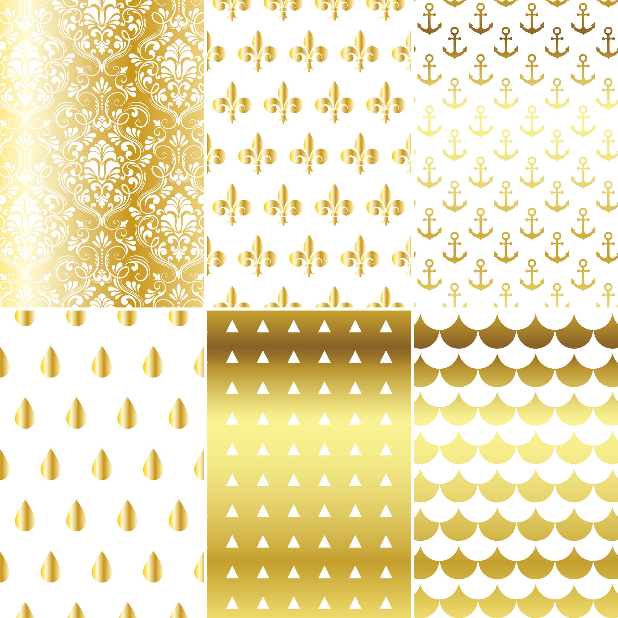 White Gold Background Digital Papers Gold Foil Digital Scrapbook ...