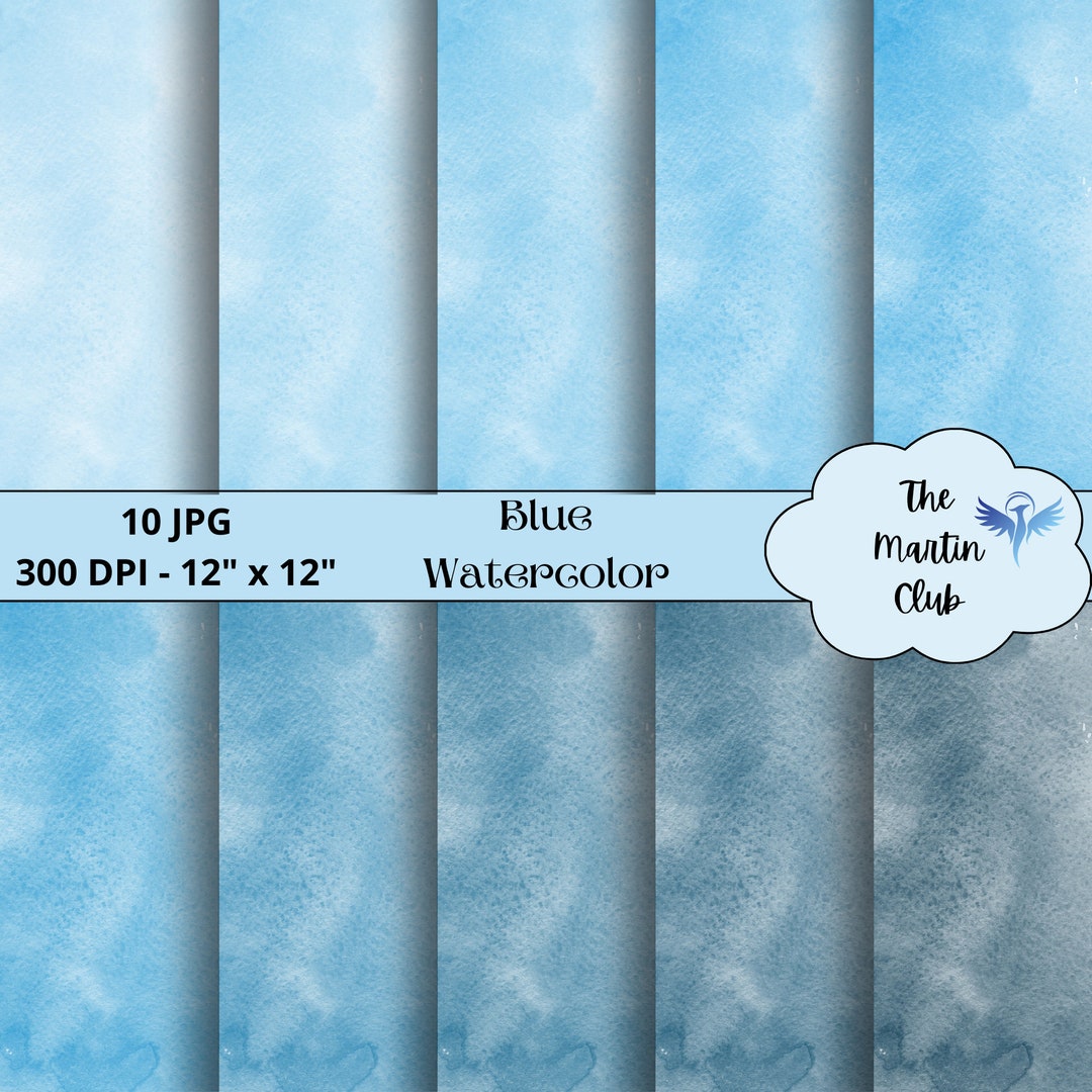 Blue Watercolor Background Digital Papers Watercolor Texture Scrapbook ...