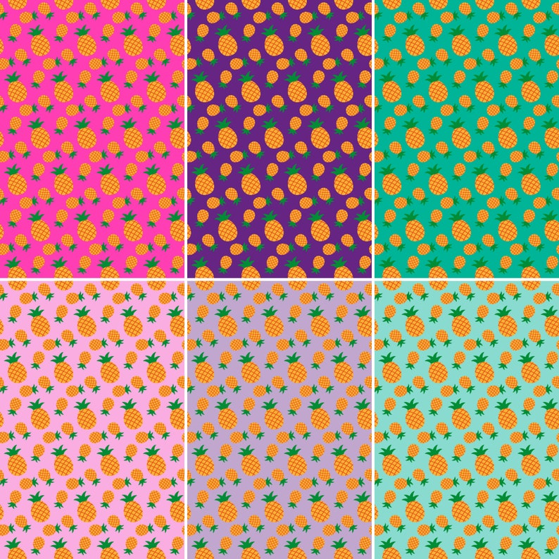Pineapple Digital Papers Neon Pastel Fruit Scrapbook Paper Pattern ...
