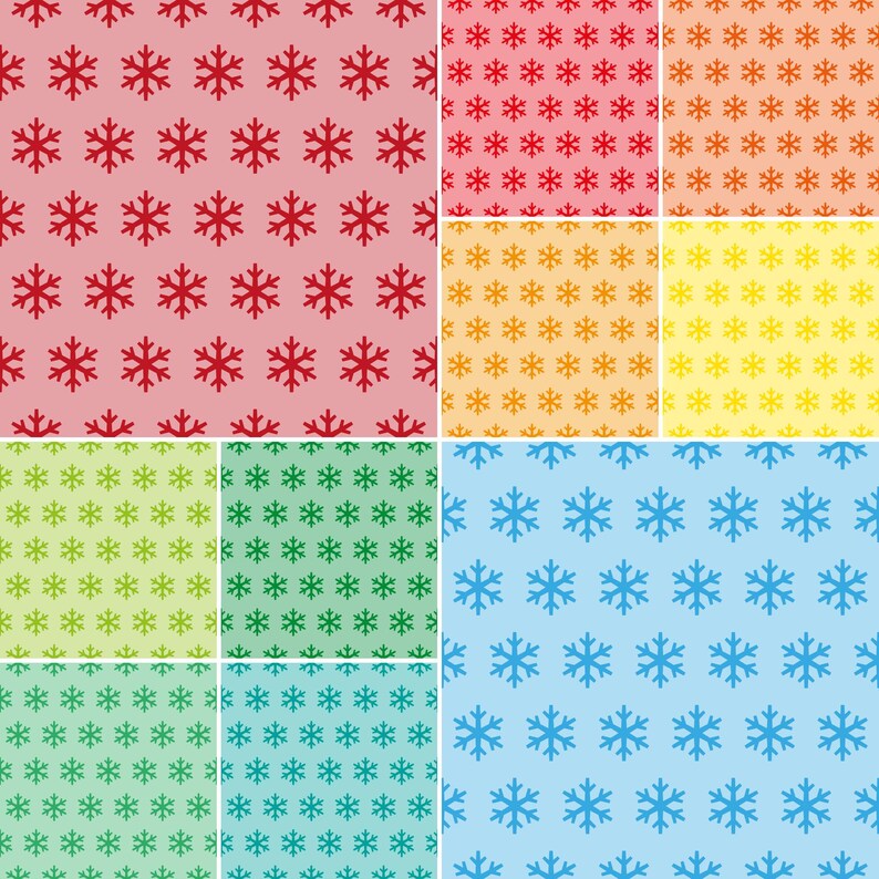 Tinted Snowflakes Background Digital Papers Rainbow Snow Scrapbook ...