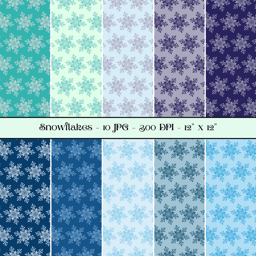 Snowflakes Background Digital Papers Winter Scrapbook Paper - Etsy