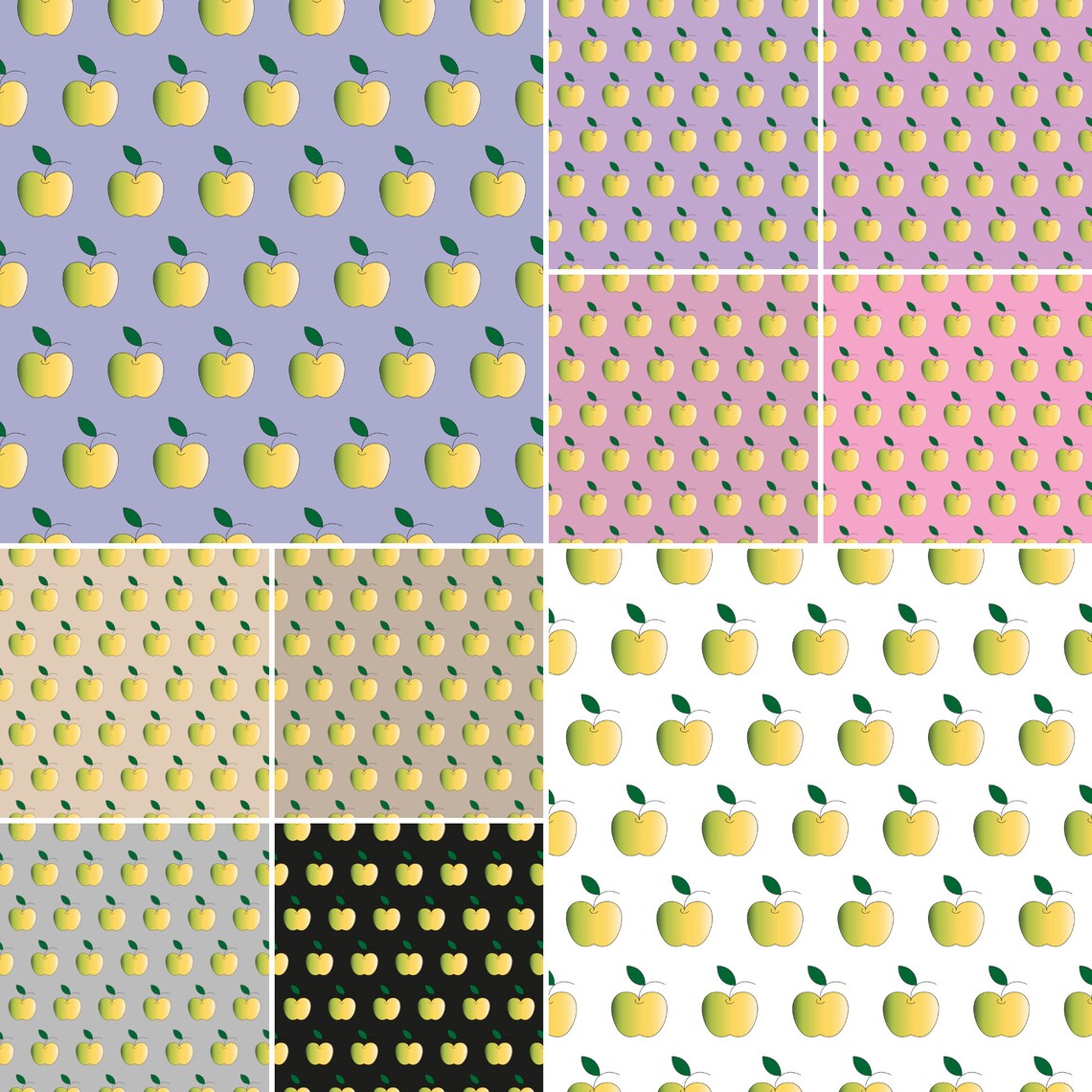 Apple Background Digital Papers Green Yellow Apples Scrapbook Paper ...