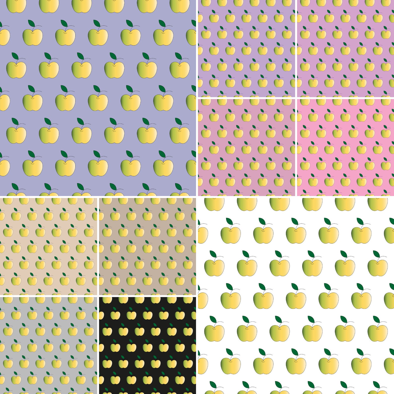 Apple Background Digital Papers Green Yellow Apples Scrapbook Paper ...