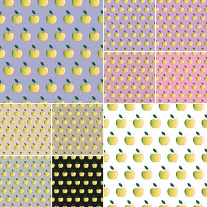 Apple Background Digital Papers Green Yellow Apples Scrapbook Paper ...