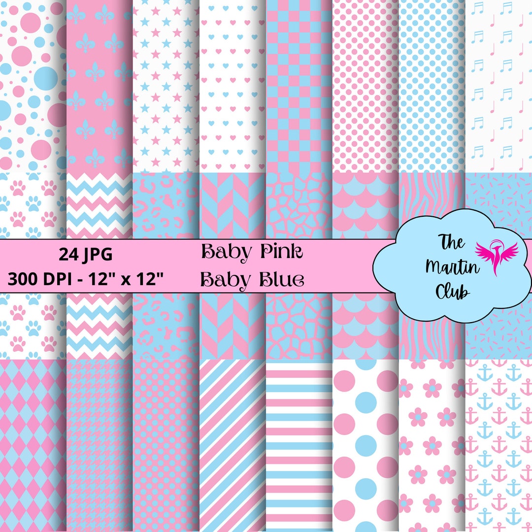 Baby Pink Baby Blue Digital Papers Pink Blue Pattern Scrapbook ...