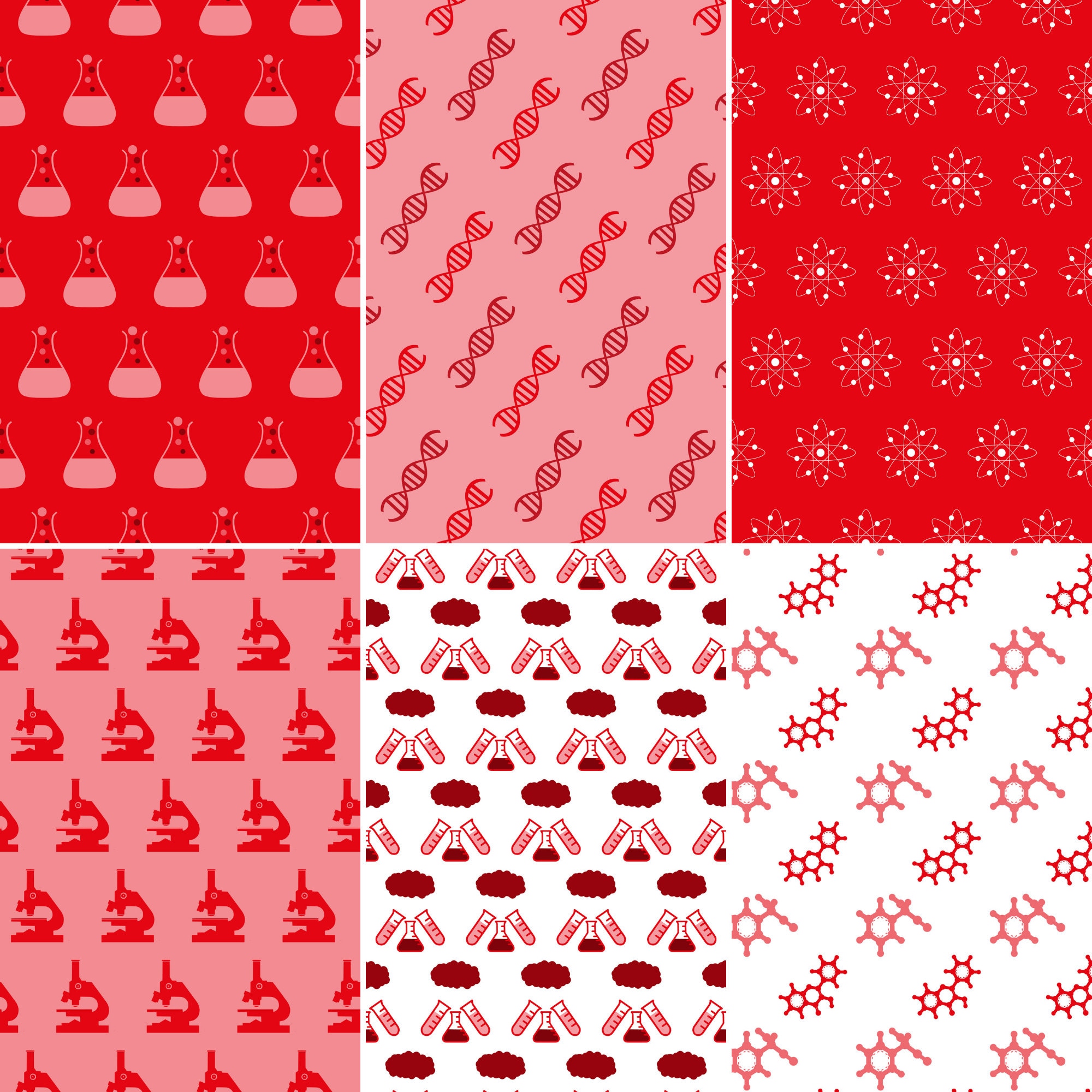 Science Digital Paper Red Background Scientific Scrapbook Paper Pattern ...