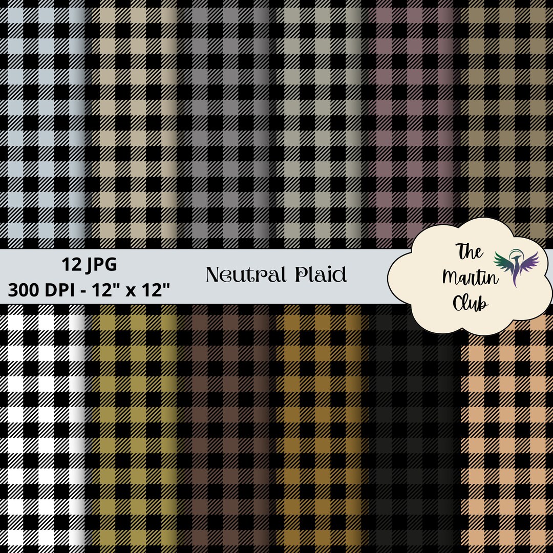 Neutral Plaid Background Digital Papers Neutral Buffalo Plaid Digital ...