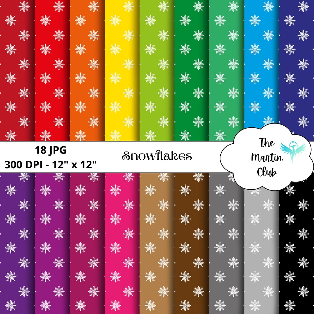 Snowflakes Background Digital Papers Rainbow White Snowflakes Scrapbook ...