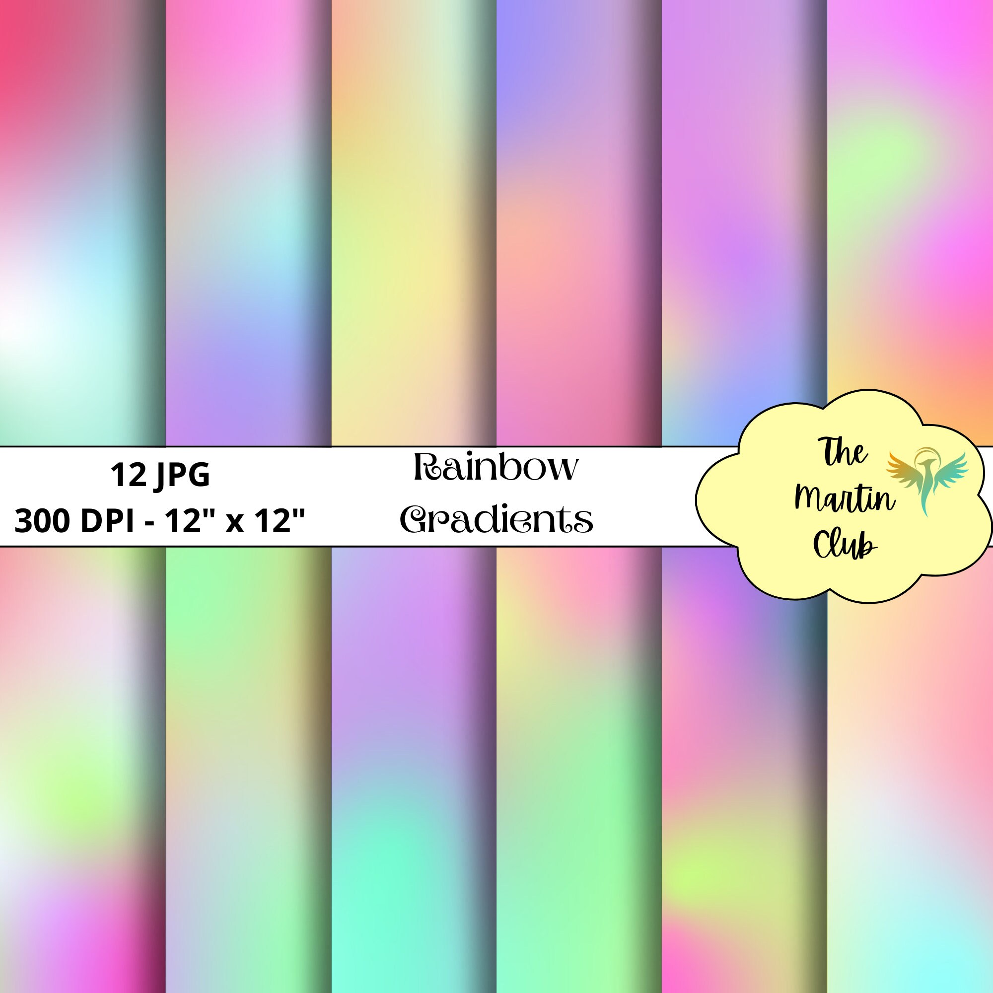 Rainbow Gradient Background Digital Papers Neon Bright Rainbow Gradient ...