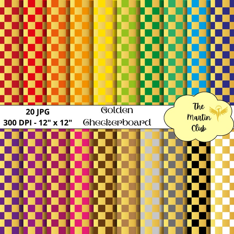 Golden Checkerboard Background Digital Papers Gold Checkers Digital ...
