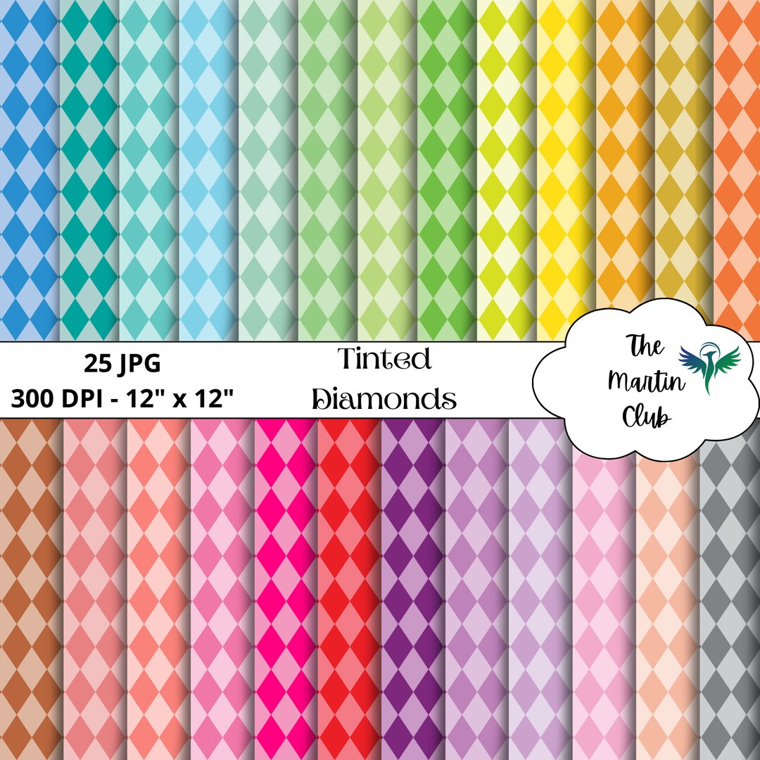 Tinted Diamond Background Digital Papers Rainbow Argyle Scrapbook Paper ...