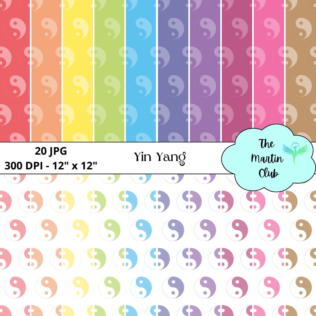 Yin Yang Background Digital Papers Pastel Tai Chi Symbol - Etsy